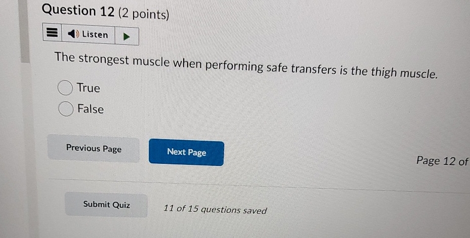Solved Question 12 (2 ﻿points)The strongest muscle when | Chegg.com