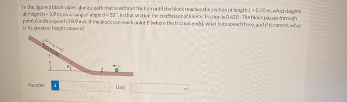 Solved In the figure a block slides along a path that is | Chegg.com