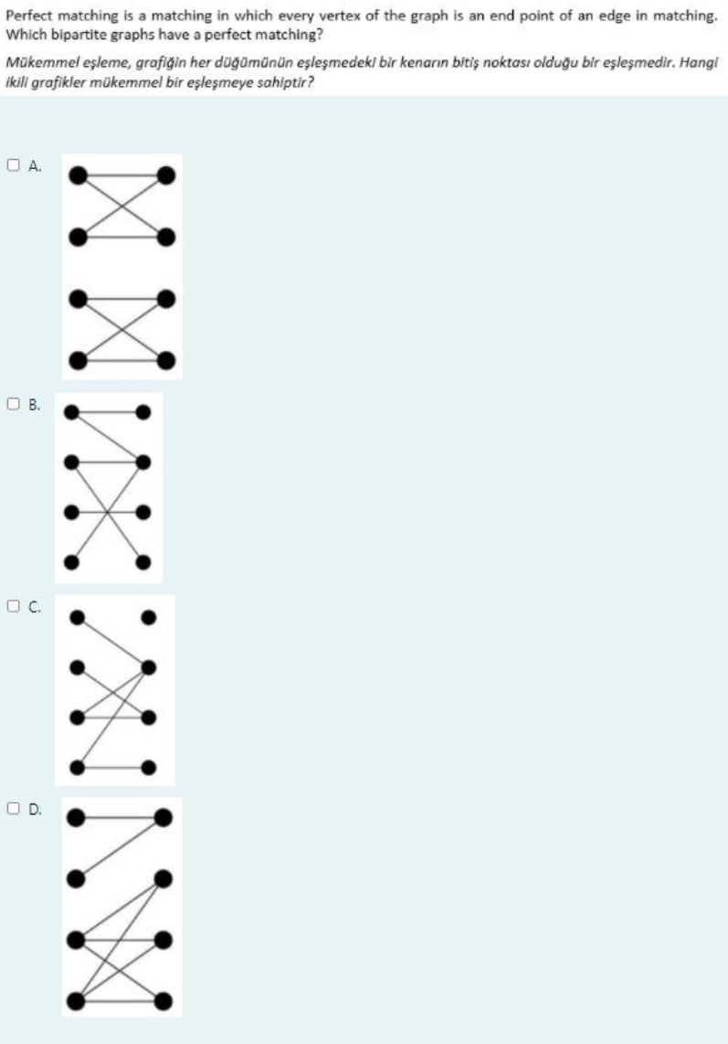 Solved Perfect matching is a matching in which every vertex | Chegg.com