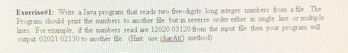 Solved Exercise#1: Write a Java program that reads two | Chegg.com
