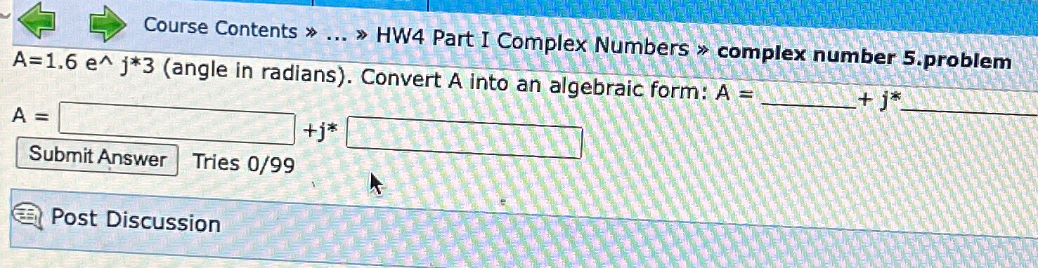 Solved Course Contents » ... » ﻿HW4 ﻿Part I Complex Numbers | Chegg.com