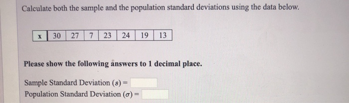 Solved Calculate both the sample and the population standard | Chegg.com