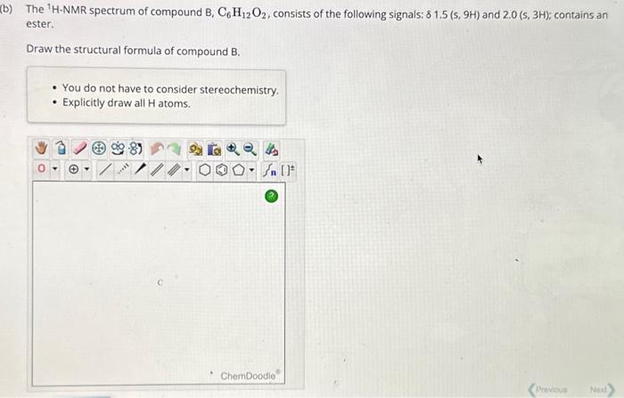 Solved (a) The 1H−NMR spectrum of compound A,C7H15Cl, | Chegg.com