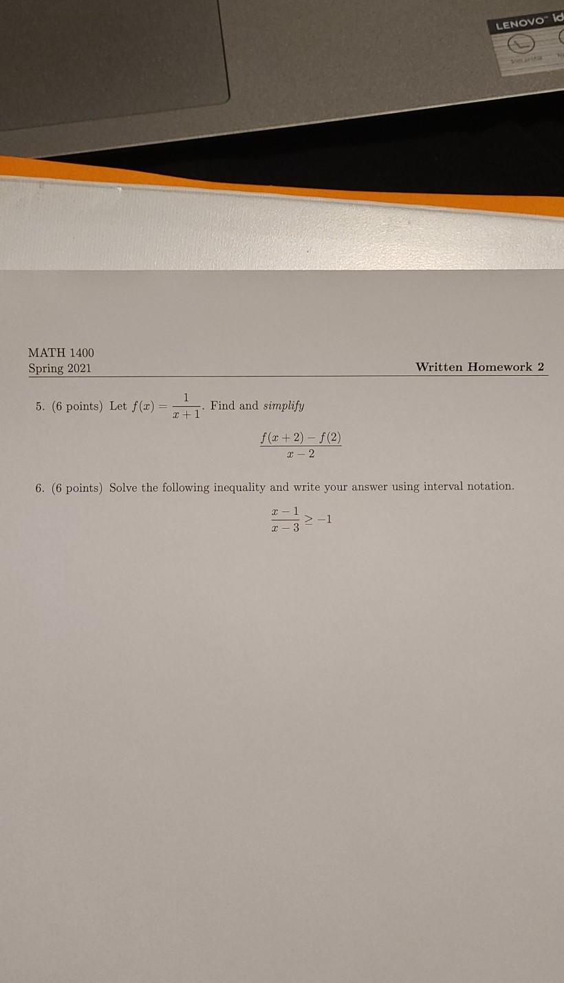 Solved 2 MATH 1400 Spring 2021 Written Homework 1 1. One of | Chegg.com