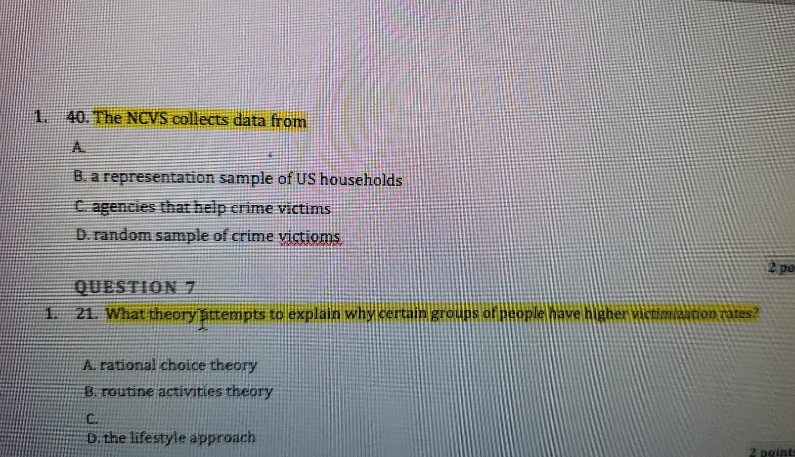Solved 1. 40. The NCVS collects data from B. a | Chegg.com