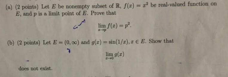Solved (a) (2 points) Let E be nonempty subset of R, f(x) = | Chegg.com