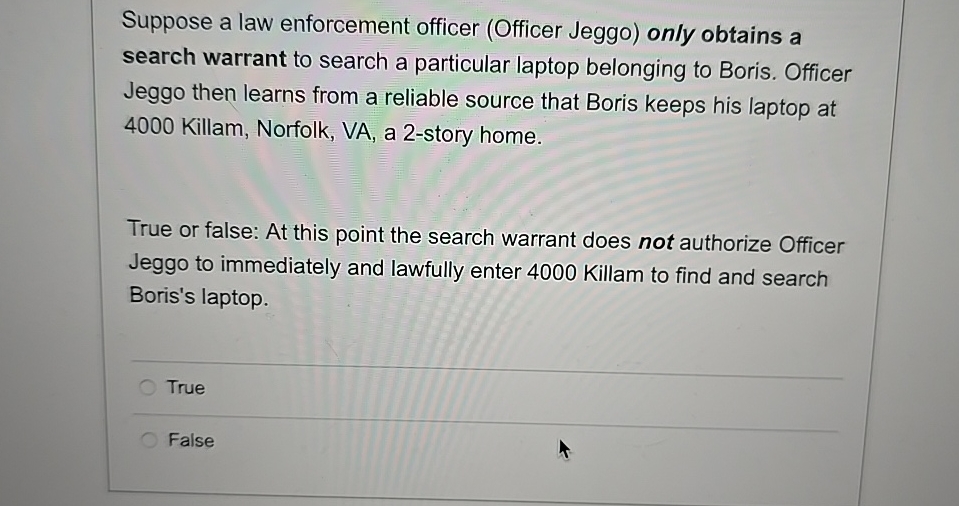 Solved Suppose a law enforcement officer (Officer Jeggo) | Chegg.com