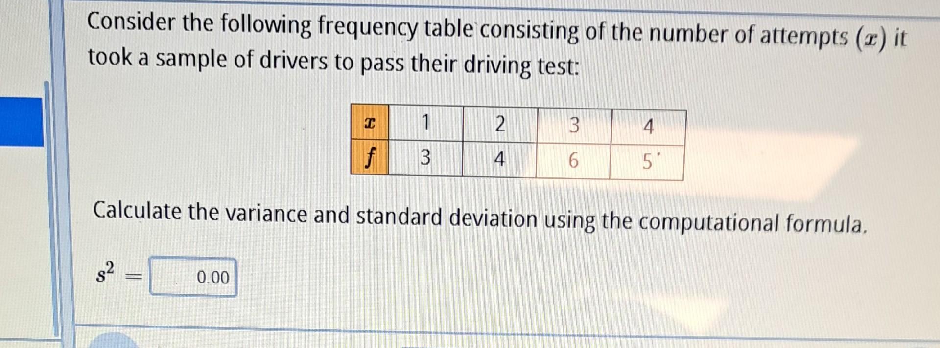 Solved Consider the following frequency table consisting of | Chegg.com