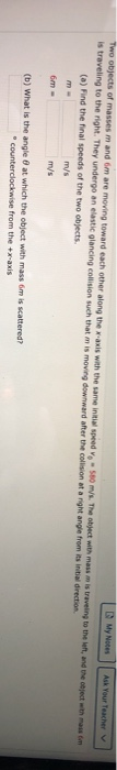 Solved My Note | Two objects of masses mand om are moving | Chegg.com
