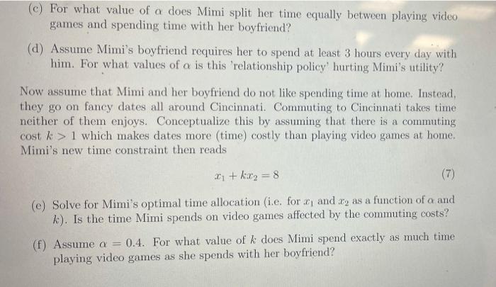 Solved Consider Miami student Mimi who has to decide how to | Chegg.com