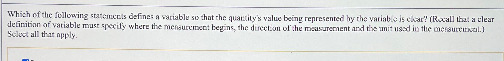 Solved Which of the following statements defines a variable | Chegg.com