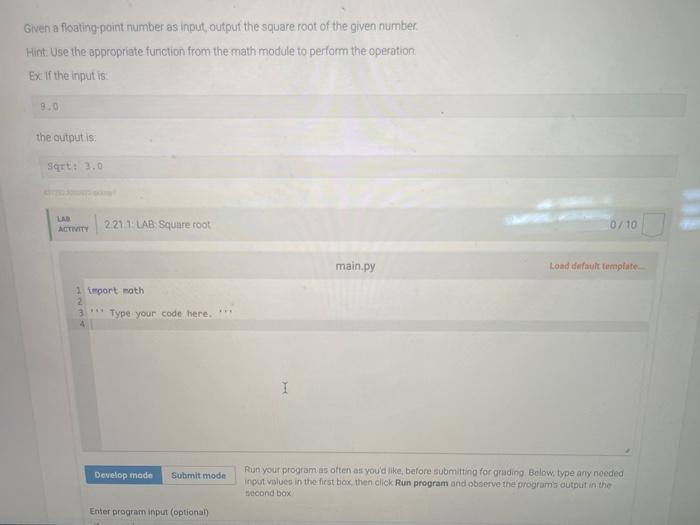 Solved Given a floating-point number as input, output the | Chegg.com