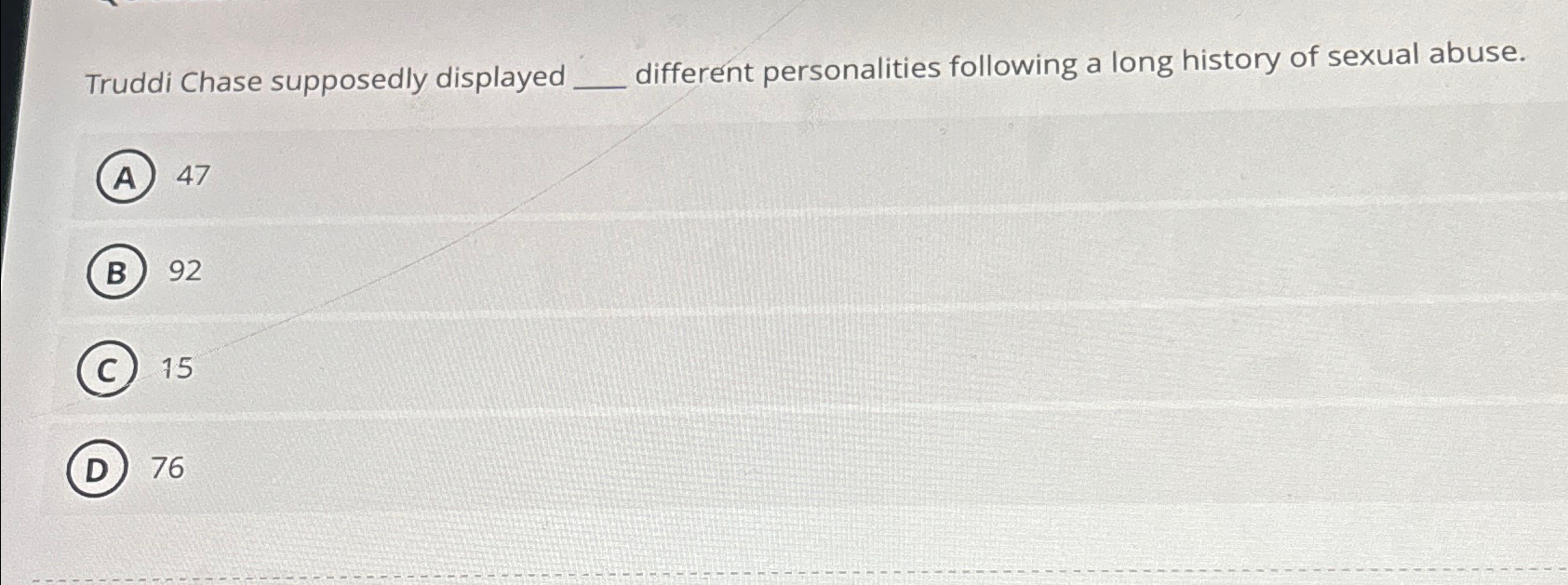 Solved Truddi Chase supposedly displayed different | Chegg.com