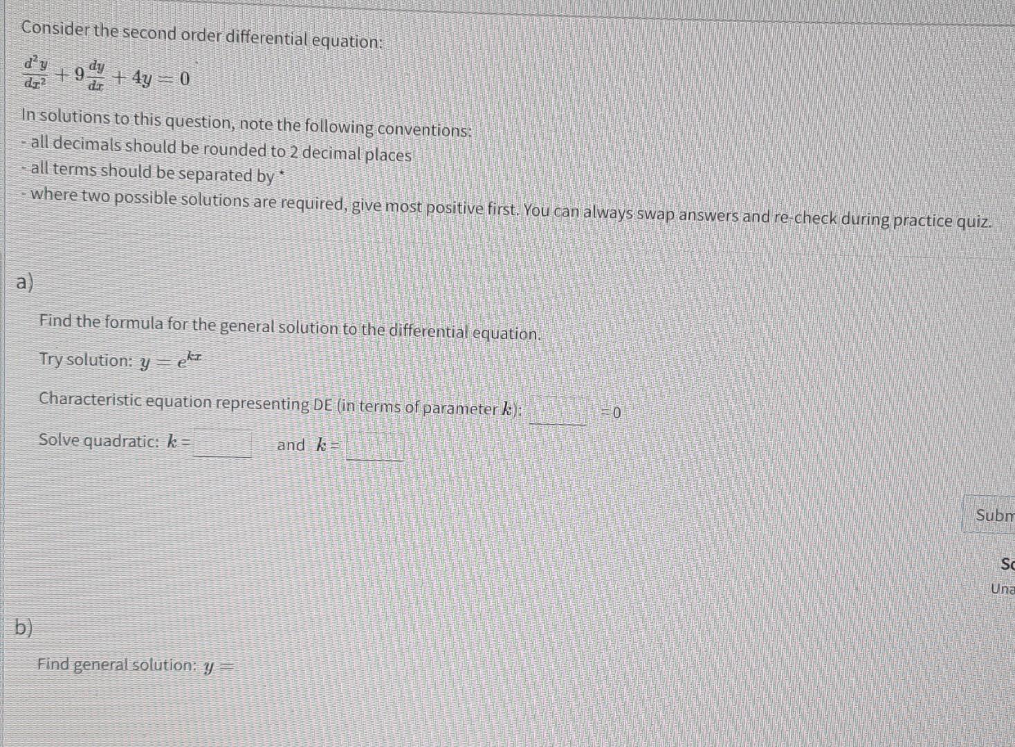 Solved Consider the second order differential equation: +994 | Chegg.com