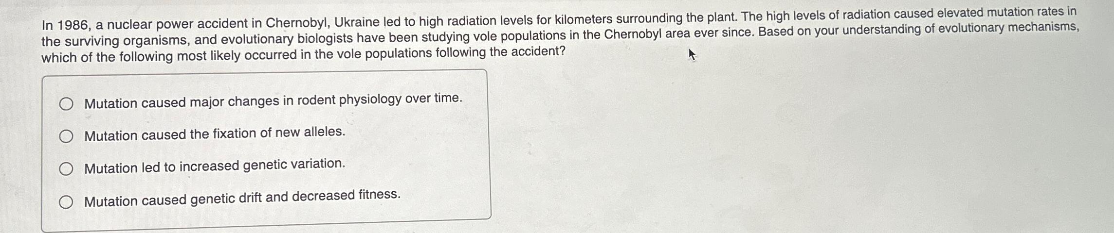 Solved In 1986, ﻿a nuclear power accident in Chernobyl, | Chegg.com