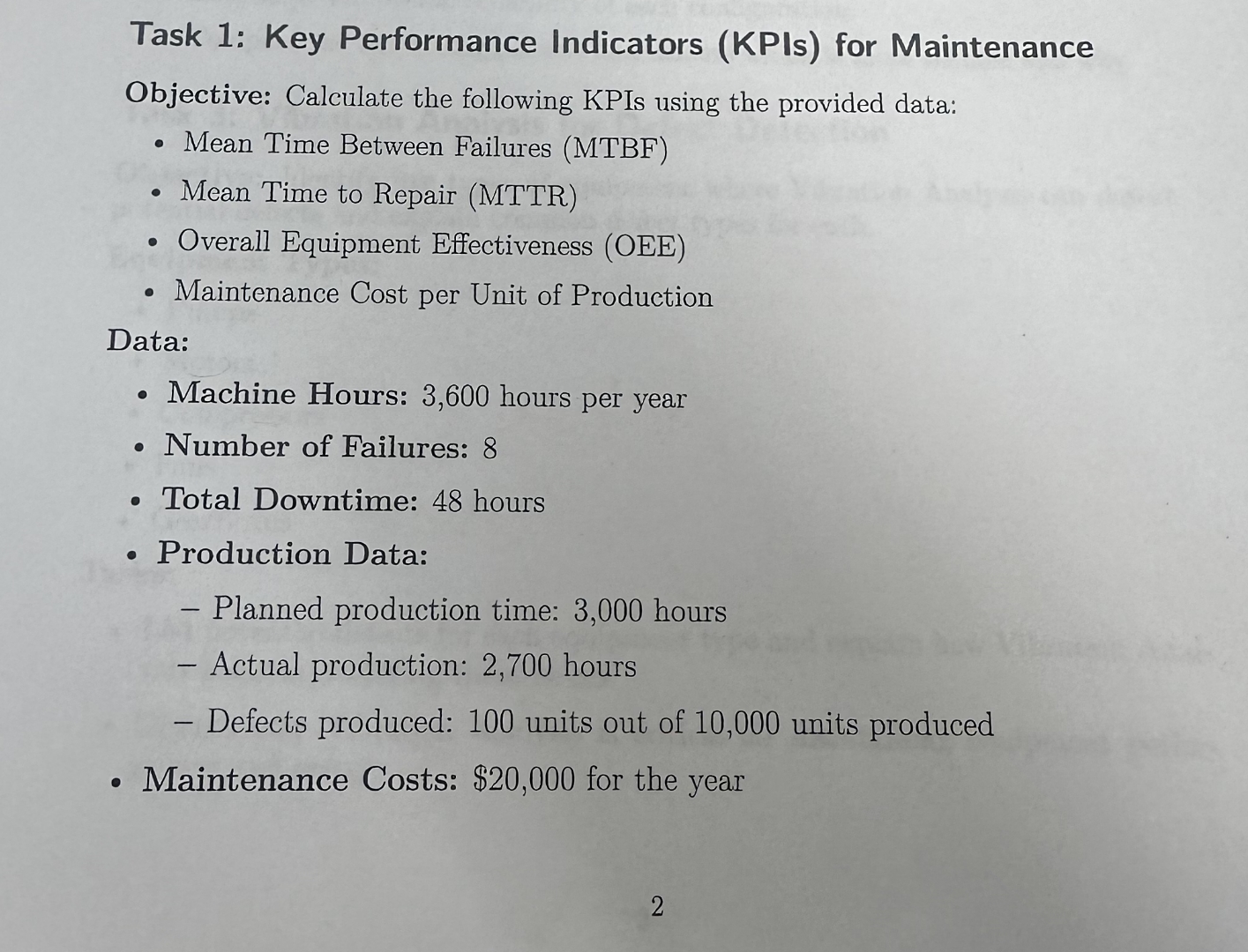 Solved Task 1: Key Performance Indicators (KPIs) ﻿for | Chegg.com