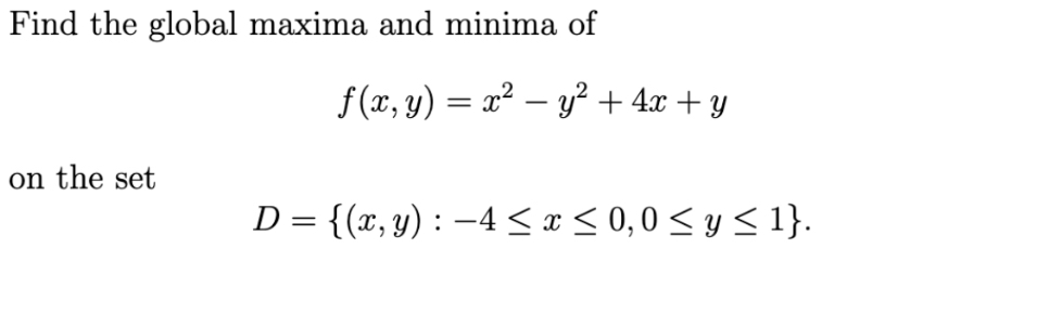 Solved Find the global maxima and minima | Chegg.com