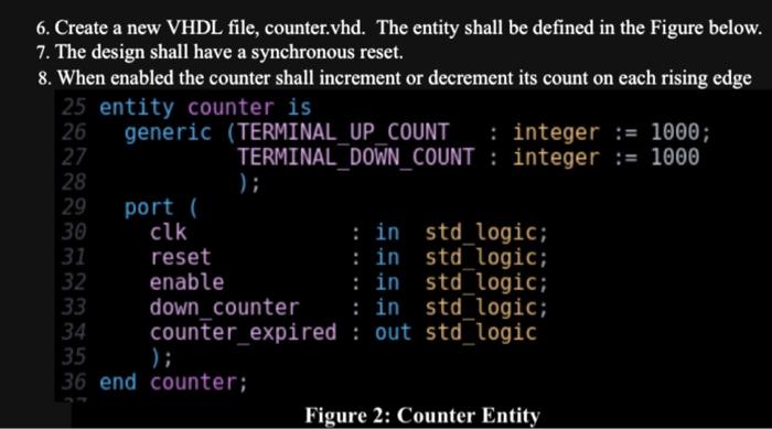 Solved 6. Create a new VHDL file, counter.vhd. The entity | Chegg.com