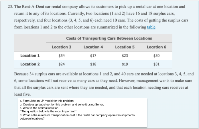 Solved Develop a LP and spreadsheet model for Problem 23 ﻿at | Chegg.com