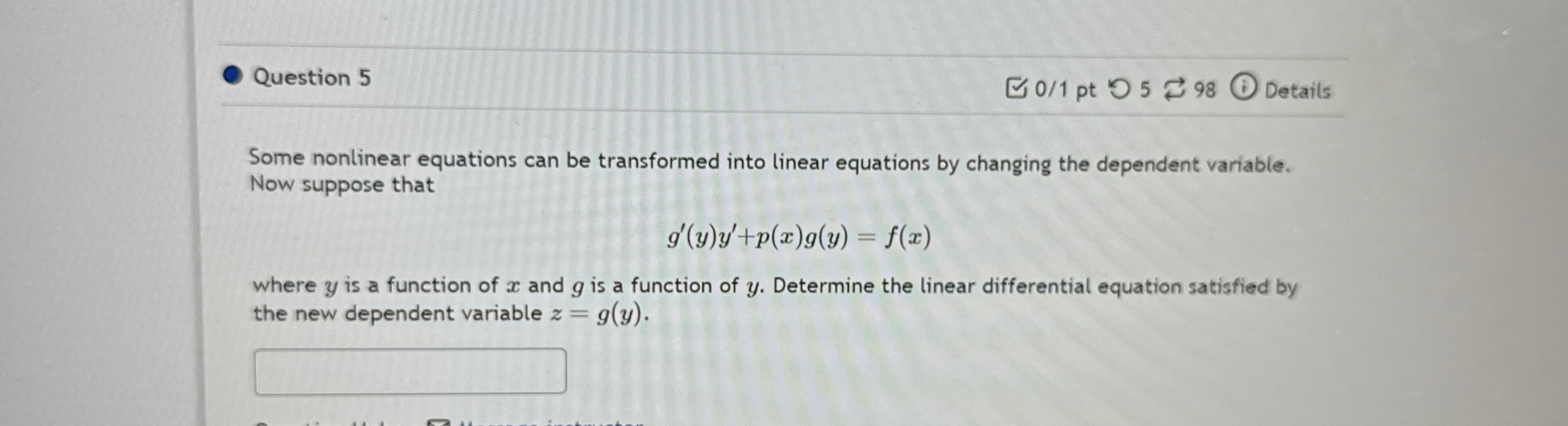 Solved Question 501 ﻿pt598DetailsSome nonlinear equations | Chegg.com