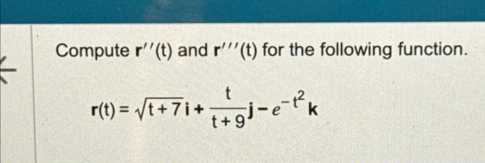 Solved Compute r''(t) ﻿and r'''(t) ﻿for the following | Chegg.com