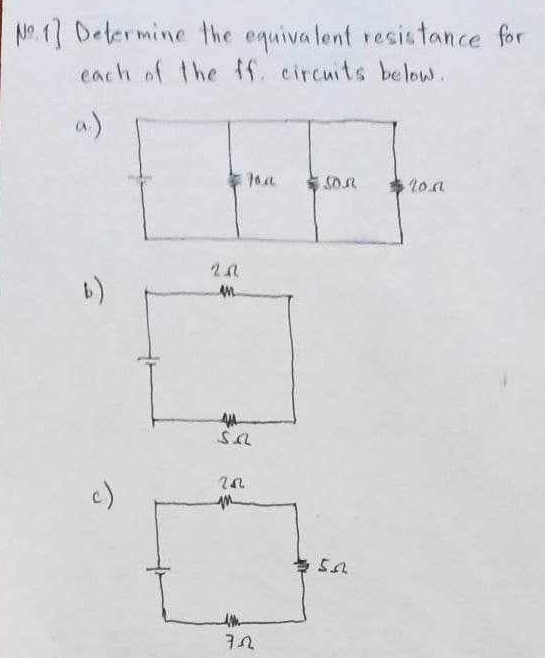 Solved No.1] ﻿Determine the equivalent resistance for each | Chegg.com
