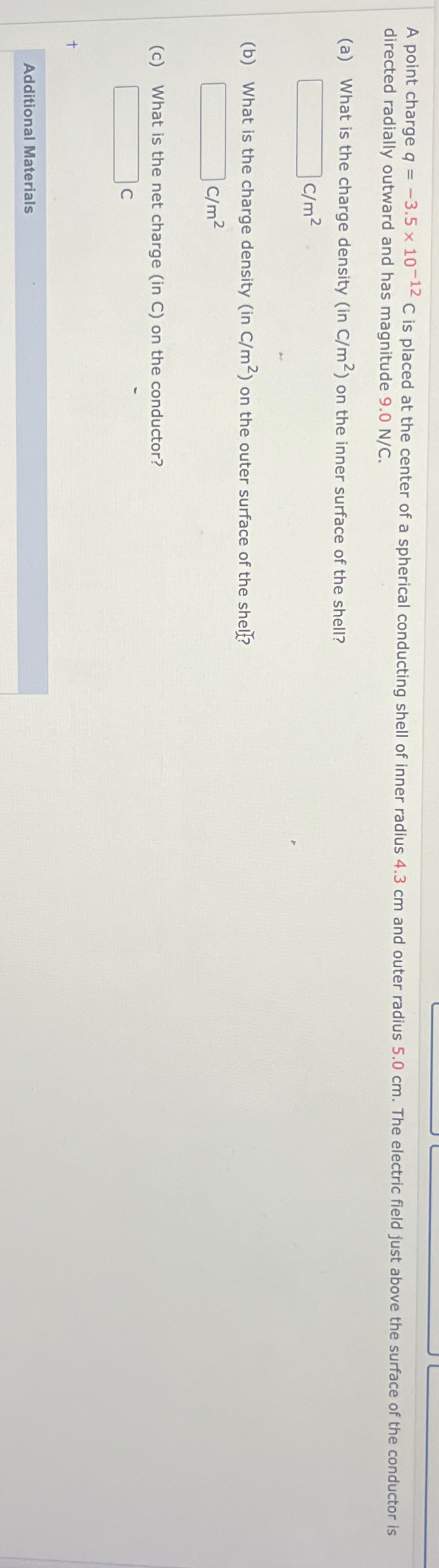 Solved A point charge q=-3.5×10-12C ﻿is placed at the center | Chegg.com