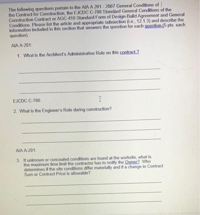 Solved The following questions pertain to the AIA A 201 - | Chegg.com