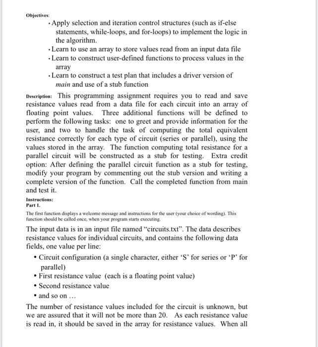 Solved Objectives • Apply selection and iteration control | Chegg.com