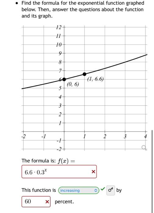 Solved - Find the formula for the exponential function | Chegg.com