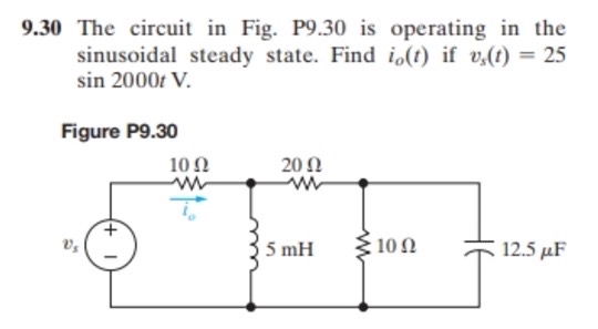 Solved 9.30 ﻿The circuit in Fig. P9.30 ﻿is operating in the | Chegg.com