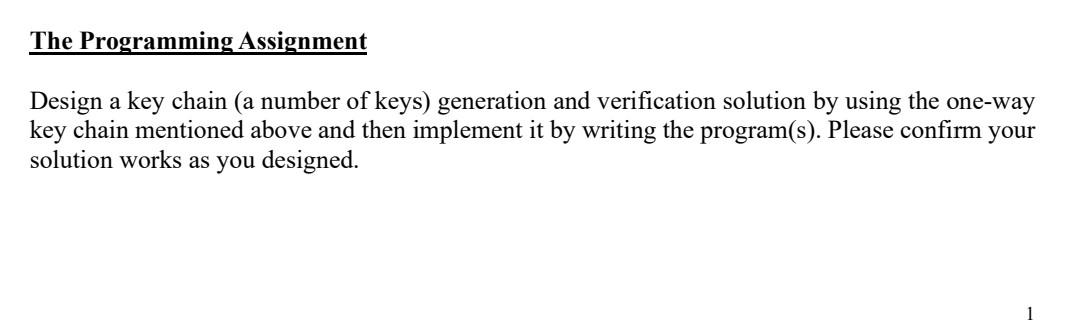 Solved The Programming Assignment Design a key chain (a | Chegg.com