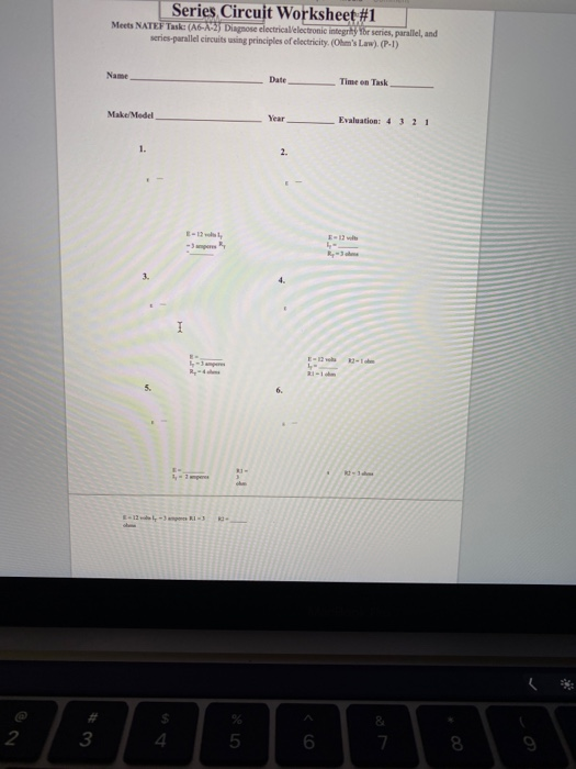 Solved Series Circuit Worksheet #1 Meets NATEH Tusk: | Chegg.com