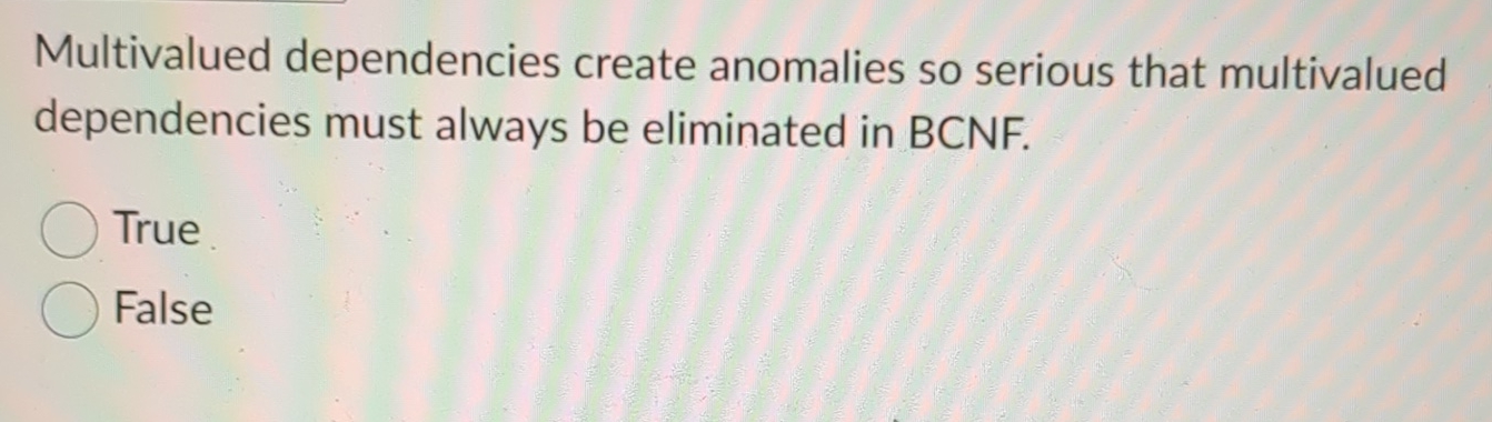Solved Multivalued dependencies create anomalies so serious | Chegg.com