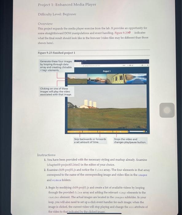 Solved Project 1: Enhanced Media Player Ditficulty Level: | Chegg.com