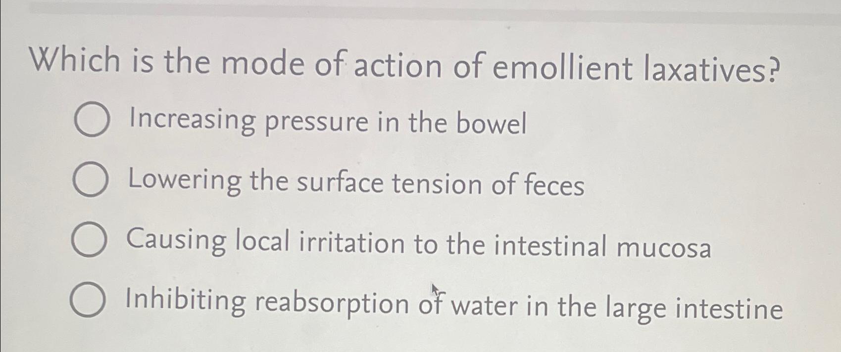 Solved Which is the mode of action of emollient | Chegg.com