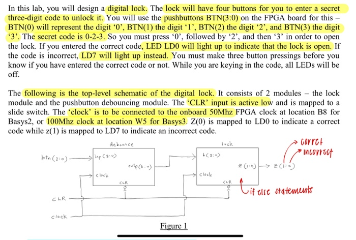 Sample state diagram for Lock module 2-digit secret | Chegg.com