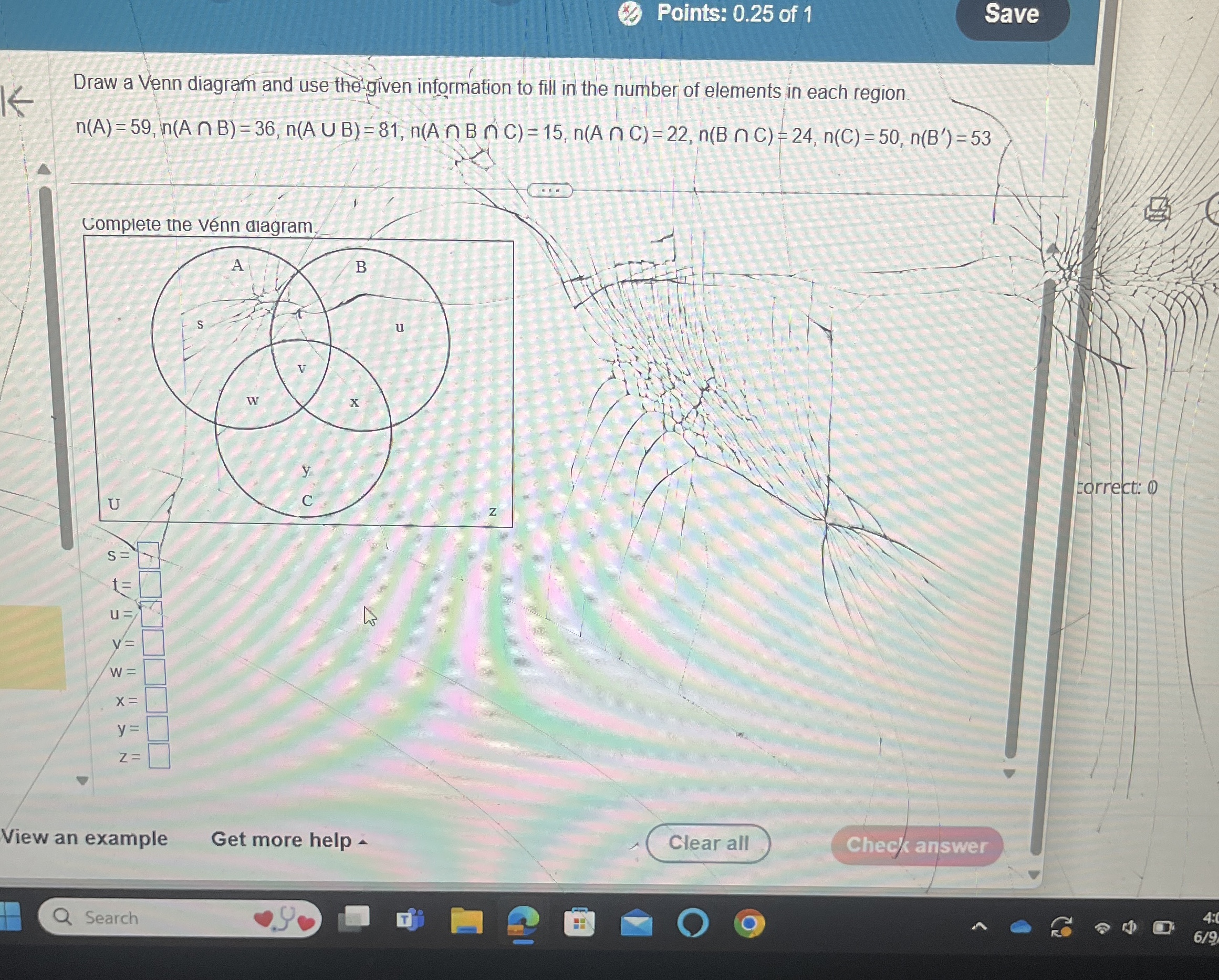 Solved Points: 0.25 ﻿of 1SaveDraw a Venn diagram and use the | Chegg.com