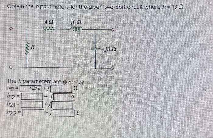 Solved Obtain the h parameters for the given two-port | Chegg.com