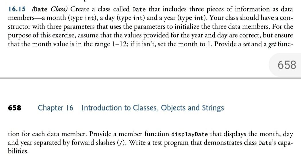 Solved 16 15 Date Class Create A Class Called Date That