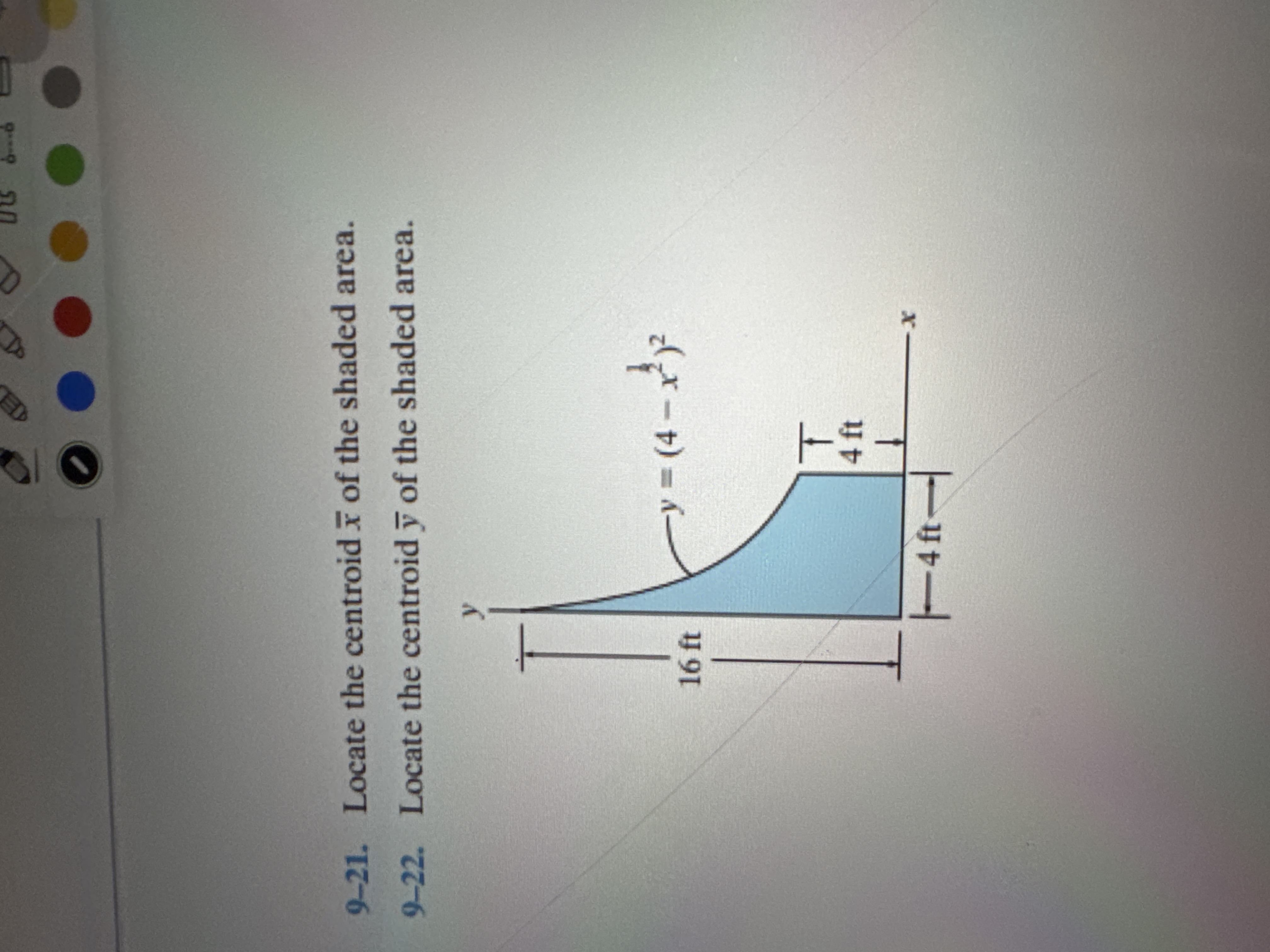 Solved 9-21. ﻿Locate the centroid x‾of ﻿the shaded | Chegg.com