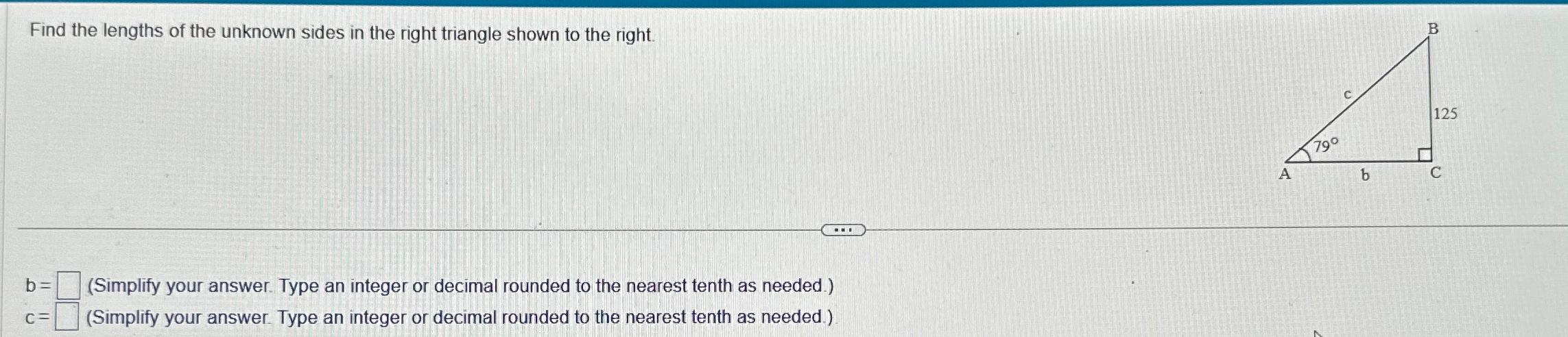 Solved Find the lengths of the unknown sides in the right | Chegg.com