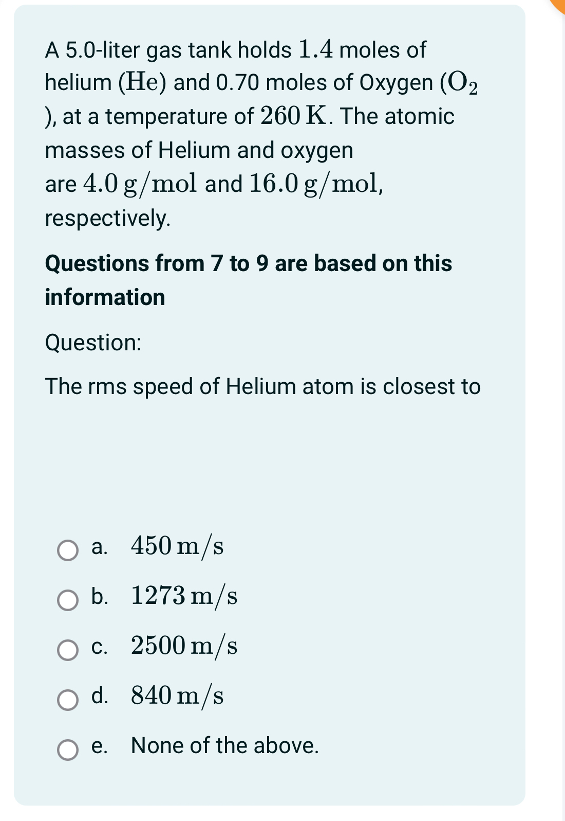 Solved A 5.0-liter gas tank holds 1.4 ﻿moles of helium (He) | Chegg.com