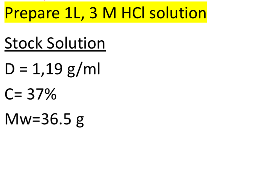 Solved Prepare 1L,3MHCl ﻿solutionStock | Chegg.com