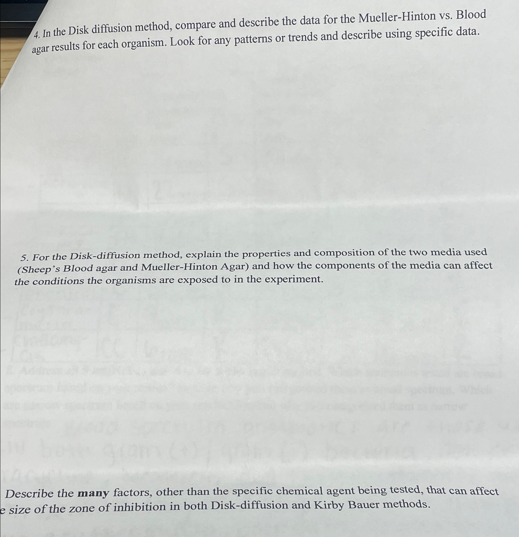 Solved In the Disk diffusion method, compare and describe | Chegg.com