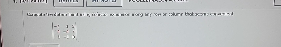 Solved Compute the determinant using cofactor expansion | Chegg.com