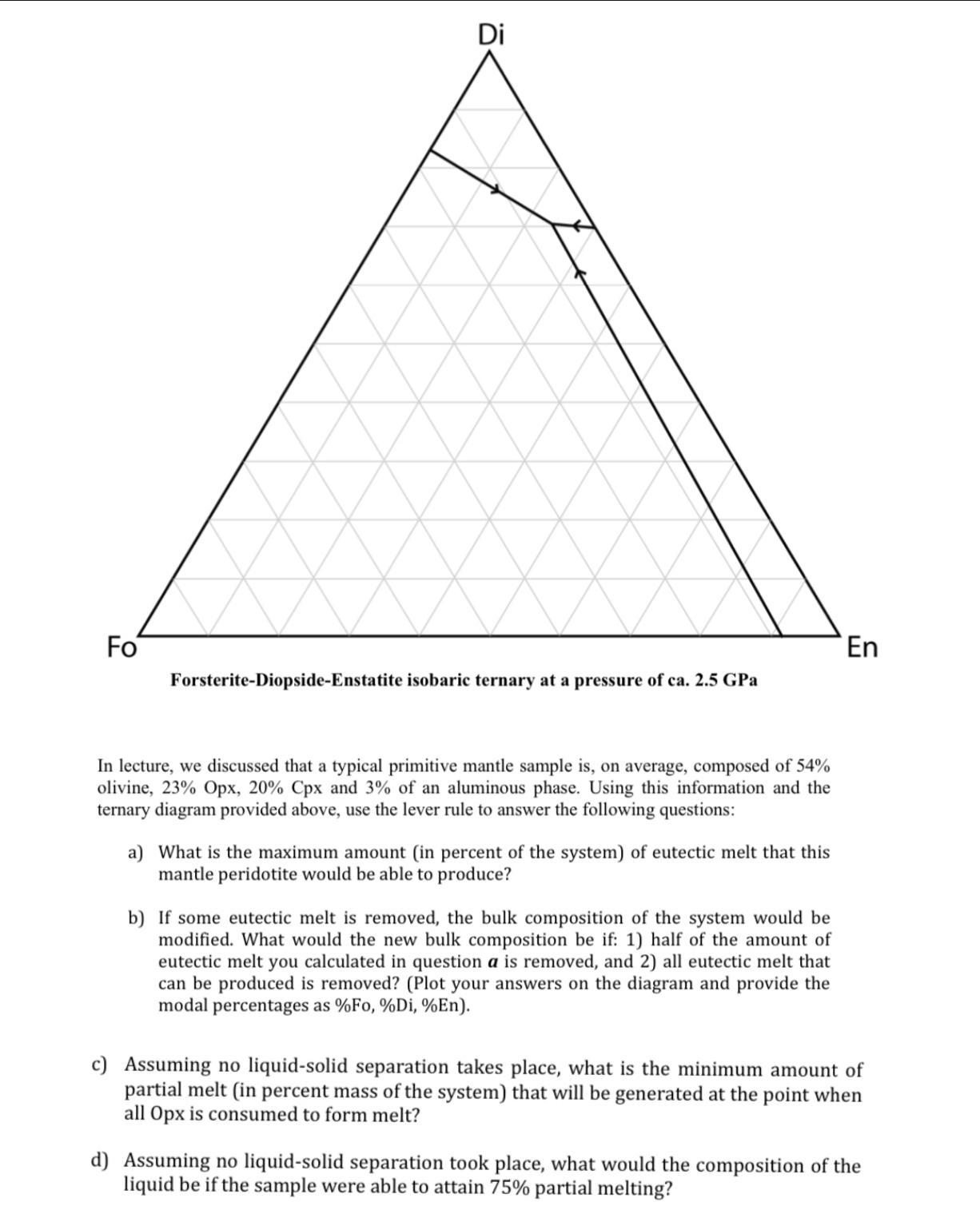 Solved Forsterite-Diopside-Enstatite isobaric ternary at a | Chegg.com