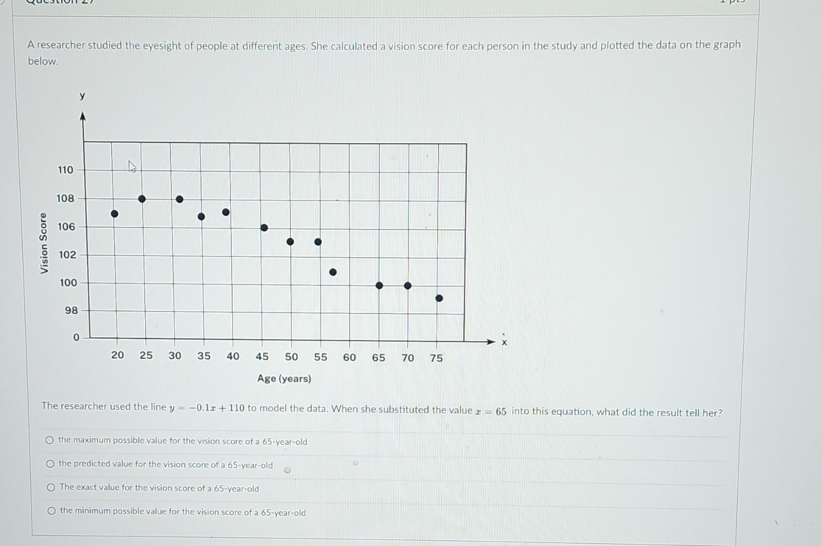 Solved A researcher studied the eyesight of people at | Chegg.com