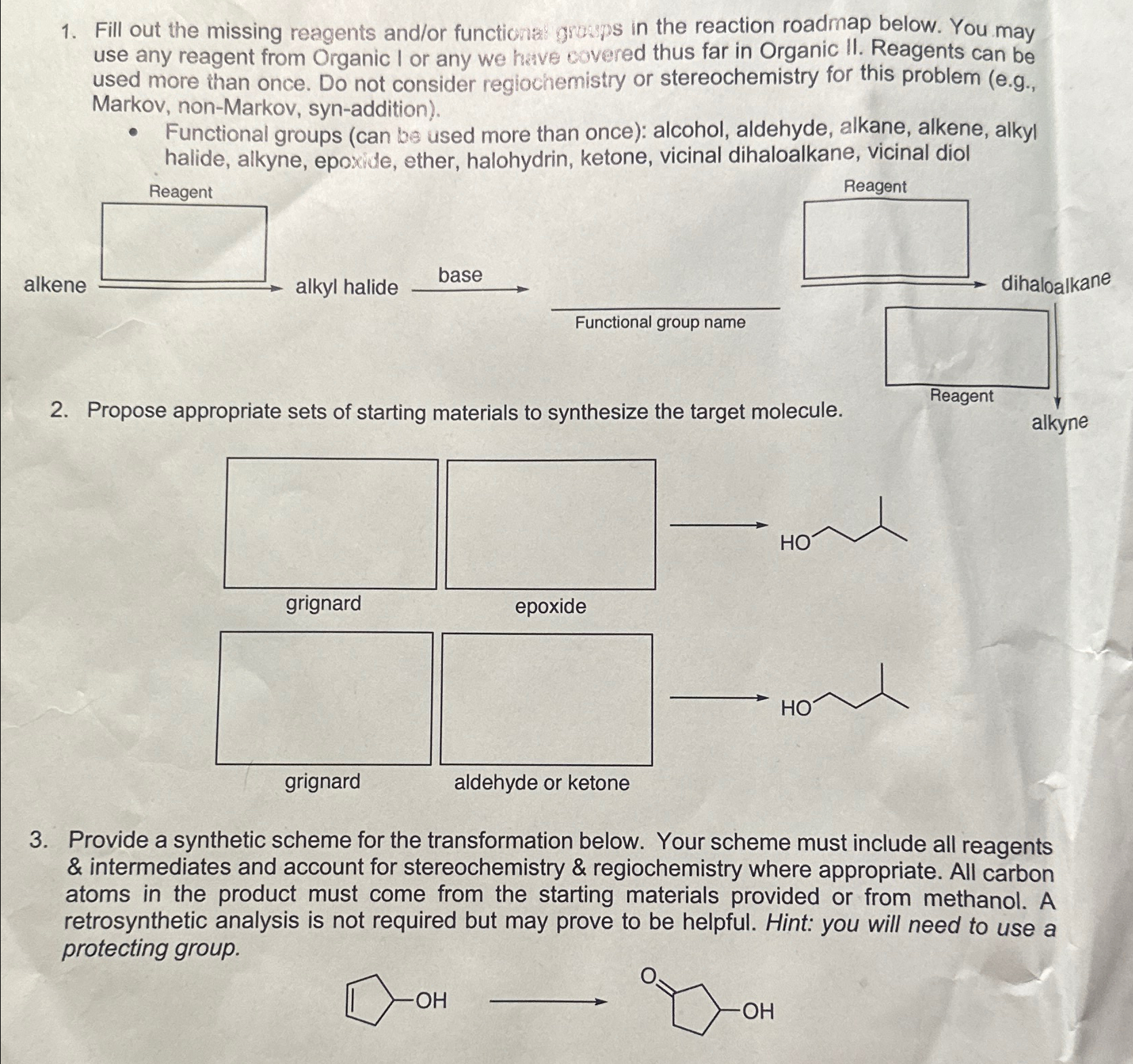 Solved Fill out the missing reagents and/or functiones | Chegg.com