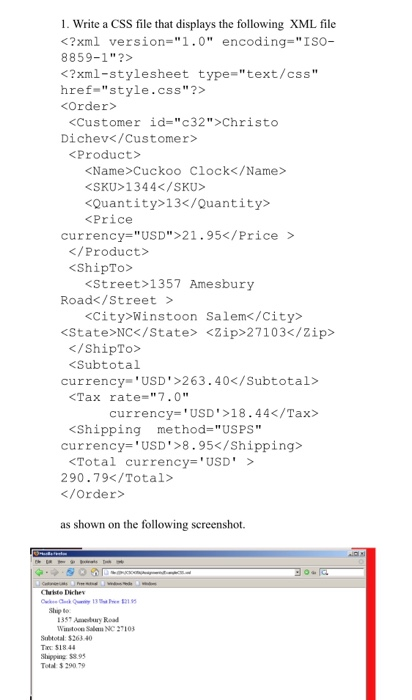Solved 1 Write A Css File That Displays The Following Xml 3971
